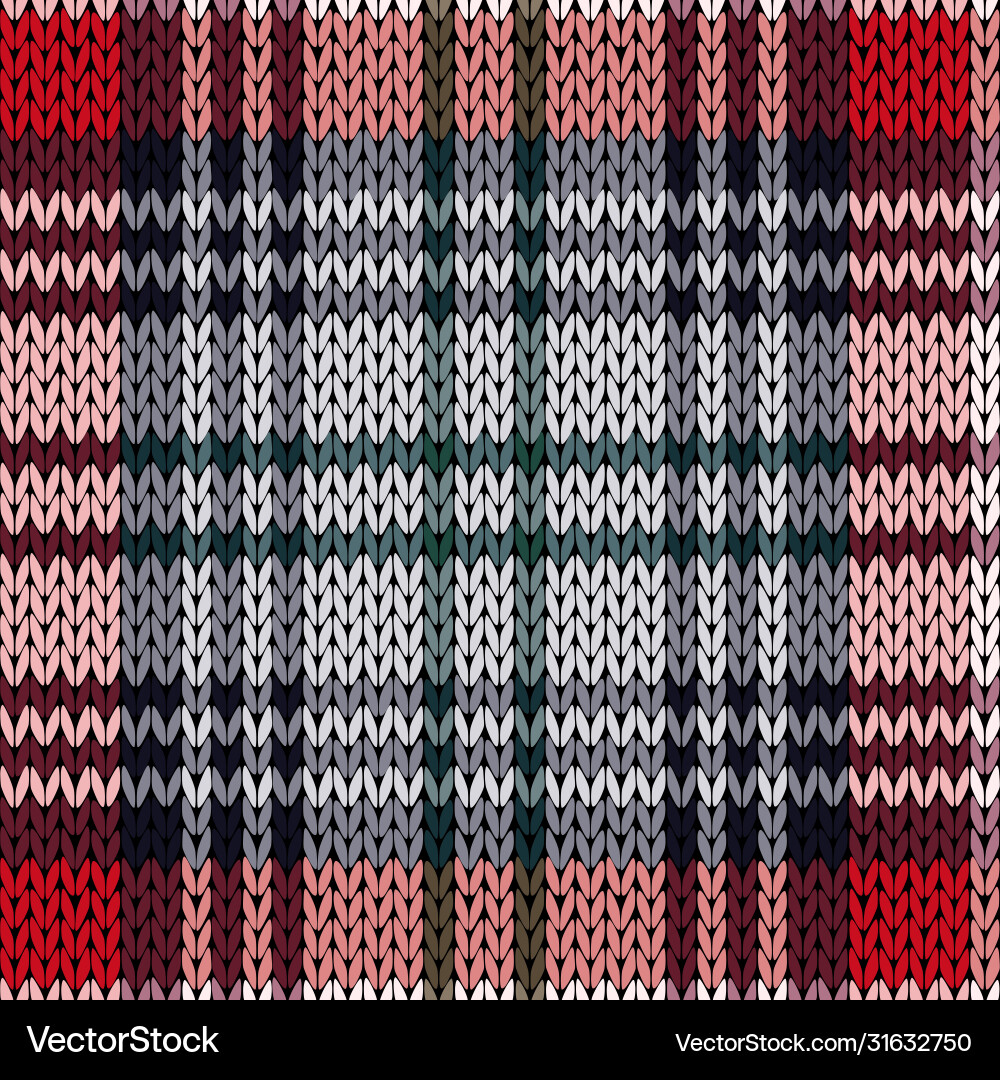 Knitting seamless pattern in red pink and grey Vector Image