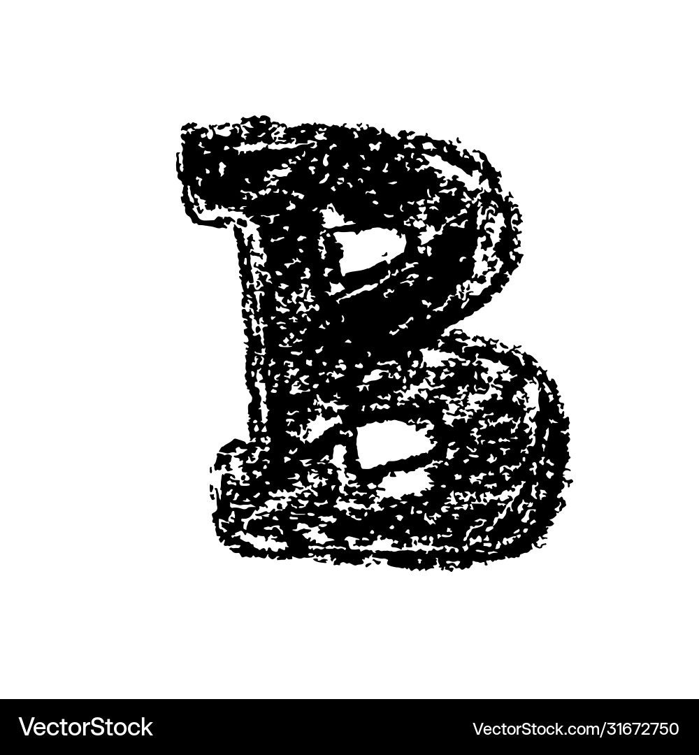 Letter b handwritten chalk bold font Royalty Free Vector