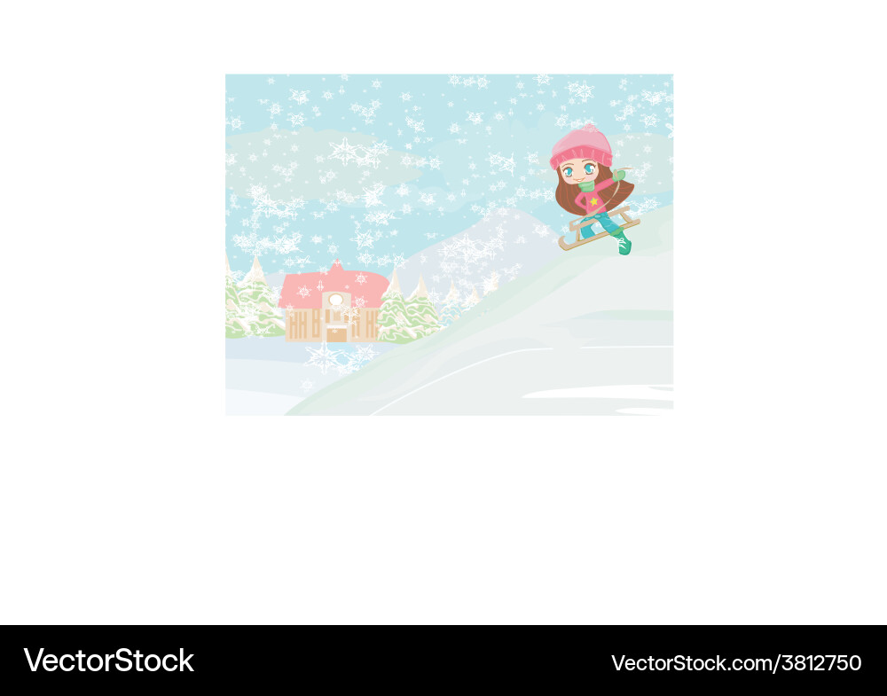Little girl sledding Royalty Free Vector Image
