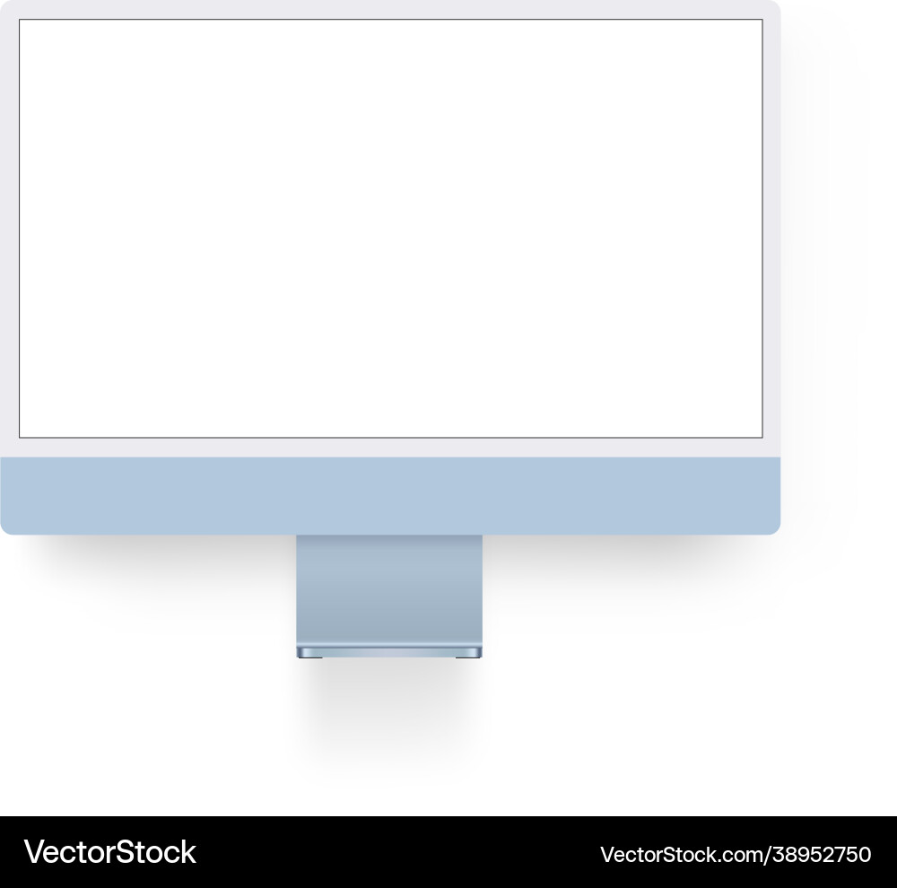 Modern blue computer monitor mockup Royalty Free Vector