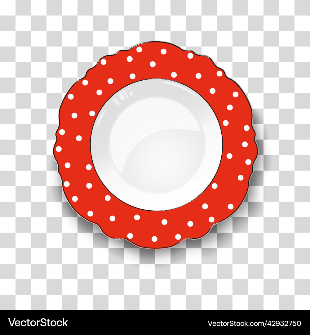 Red color plate with figured edges Royalty Free Vector Image