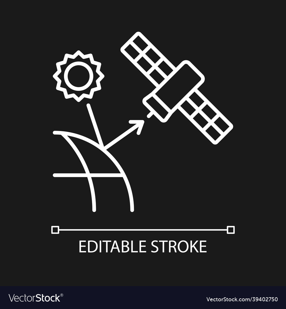 Remote sensing satellite white linear icon Vector Image Remote sensing satellite white linear icon Vector Image