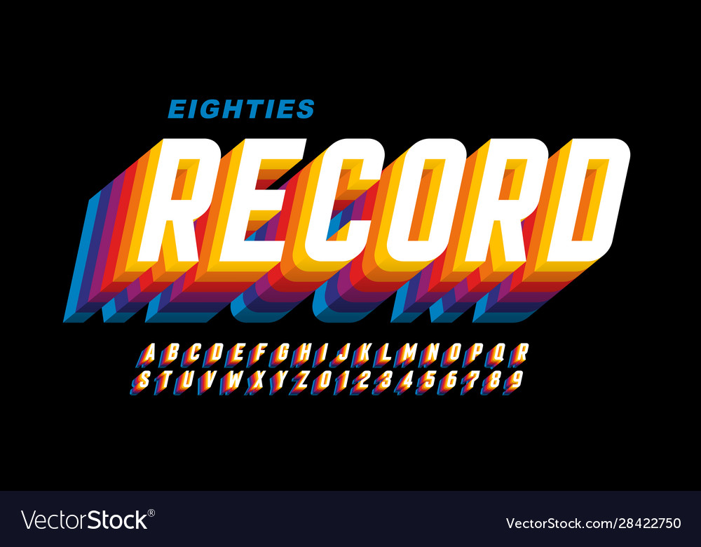 Retro eighties style font alphabet letters Vector Image Retro eighties style font alphabet letters Vector Image