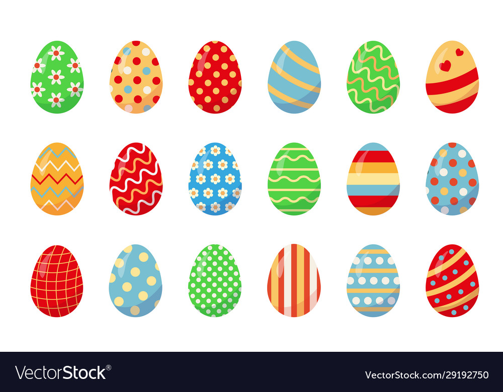 Set traditional color easter eggs Royalty Free Vector Image