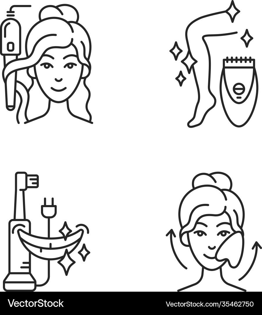 Skin-care tools linear icons set Royalty Free Vector Image