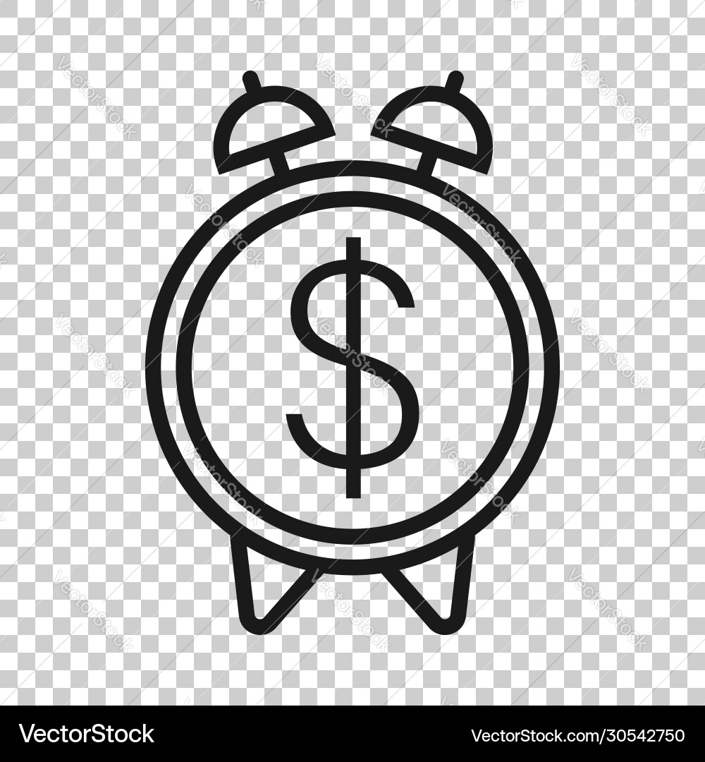 Time is money icon in flat style clock Royalty Free Vector