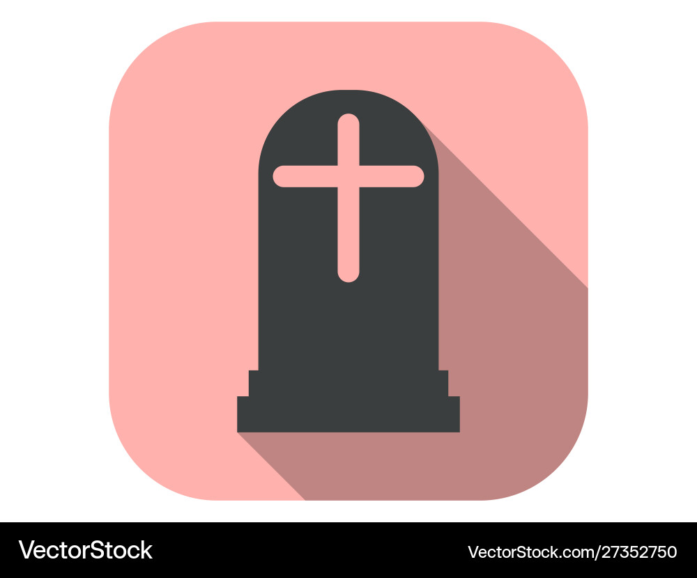 Tomb icon with long shadow gravestone flat style Vector Image