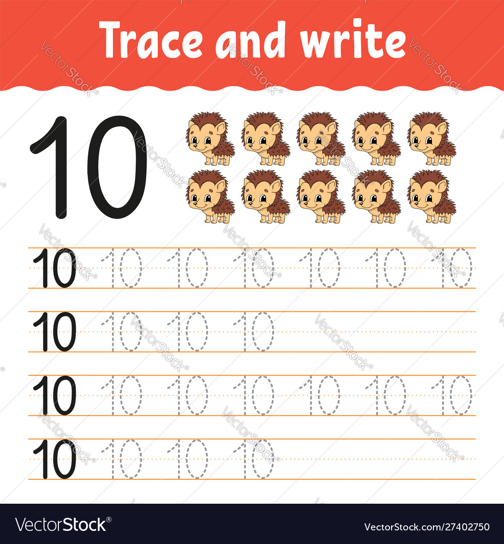 Trace and write handwriting practice learning Vector Image