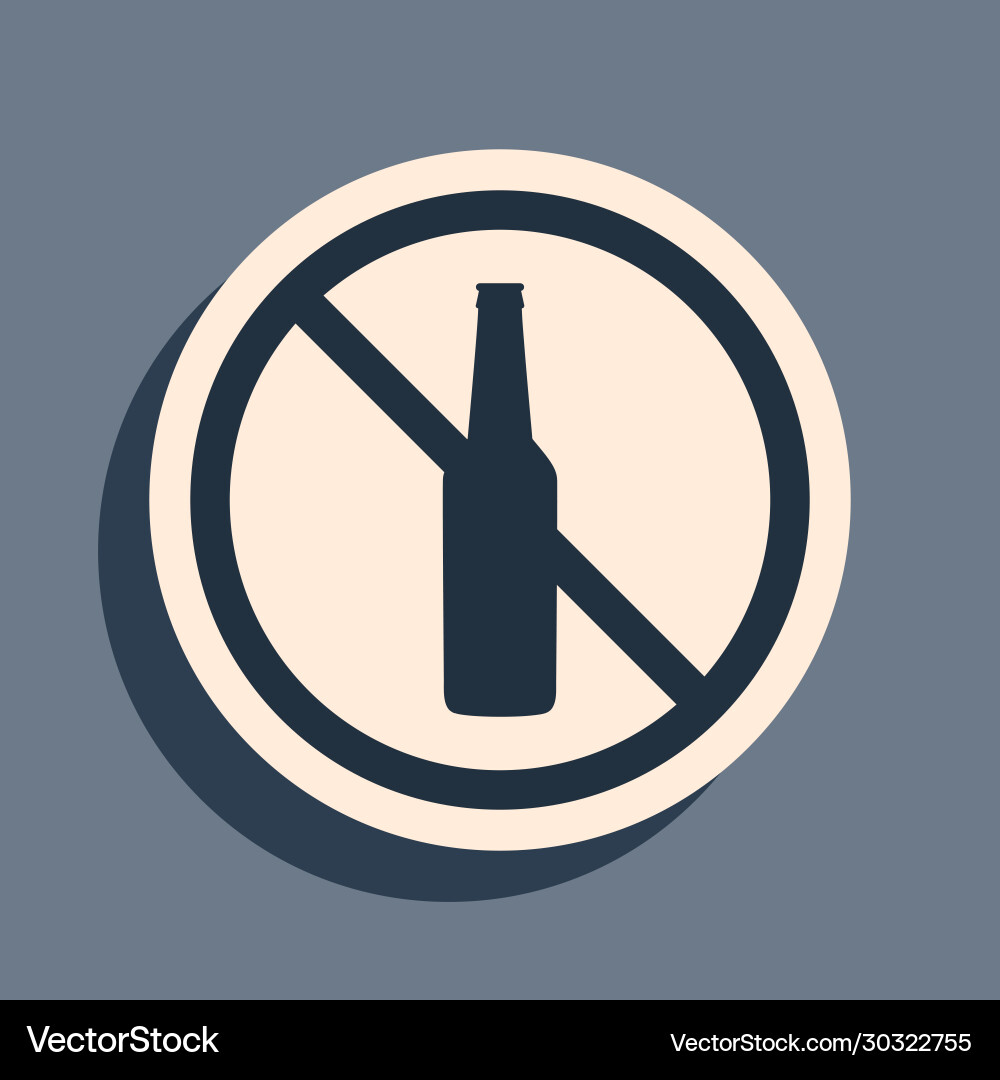 Black no alcohol icon isolated on grey background Vector Image