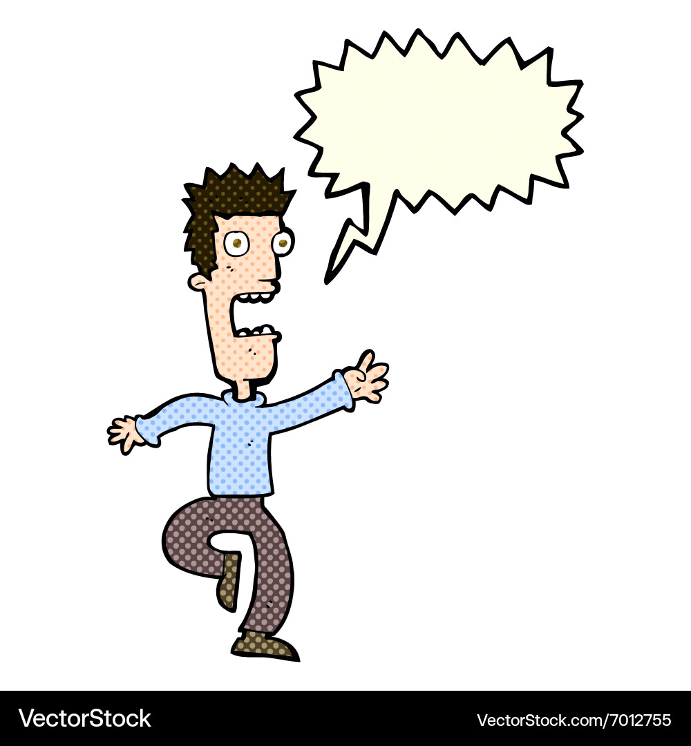 Cartoon shrieking man with speech bubble Vector Image