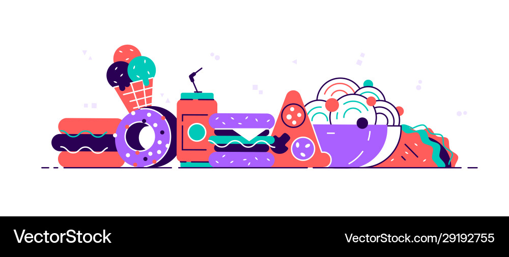 Colorful fast food Royalty Free Vector Image - VectorStock