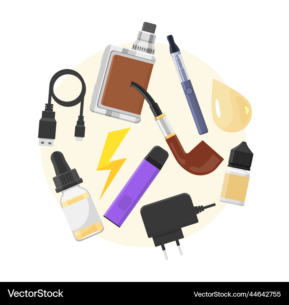 Decorative backdrop of vaping and e-cig smoking Vector Image