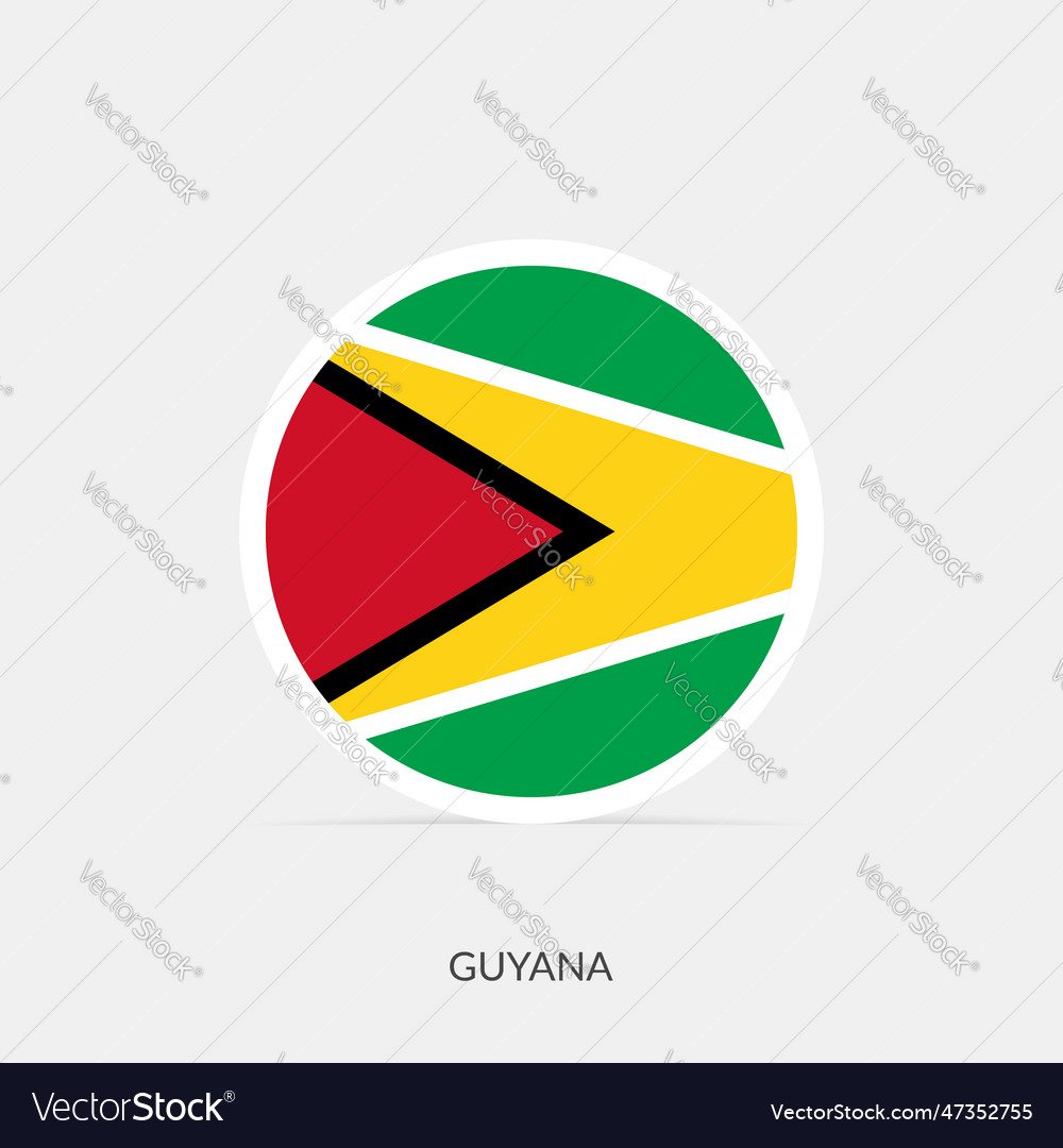 Guyana round flag icon with shadow Royalty Free Vector Image