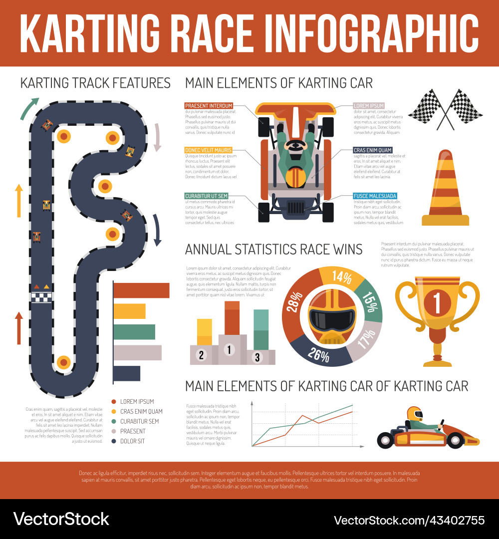 Karting motor race infographics Royalty Free Vector Image