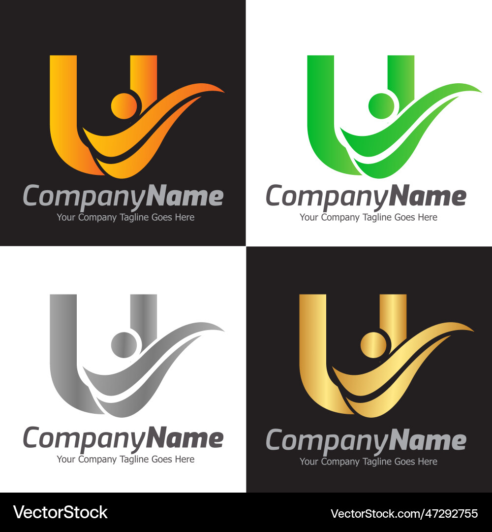 Letter u logo template colorful u Royalty Free Vector Image