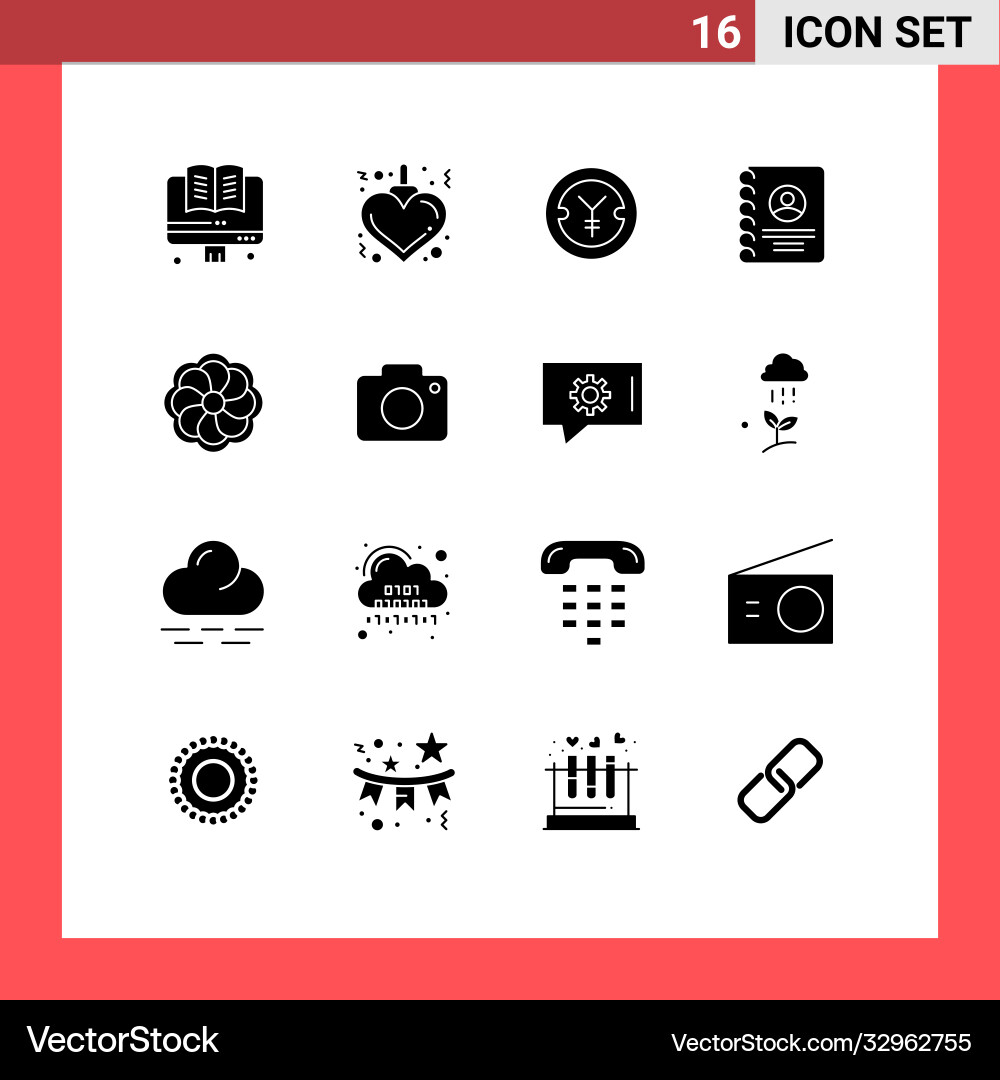 Pictogram set 16 simple solid glyphs of Royalty Free Vector