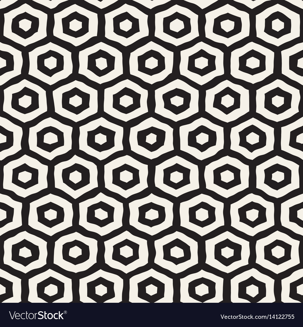 Seamless black and white pattern with hexagon Vector Image
