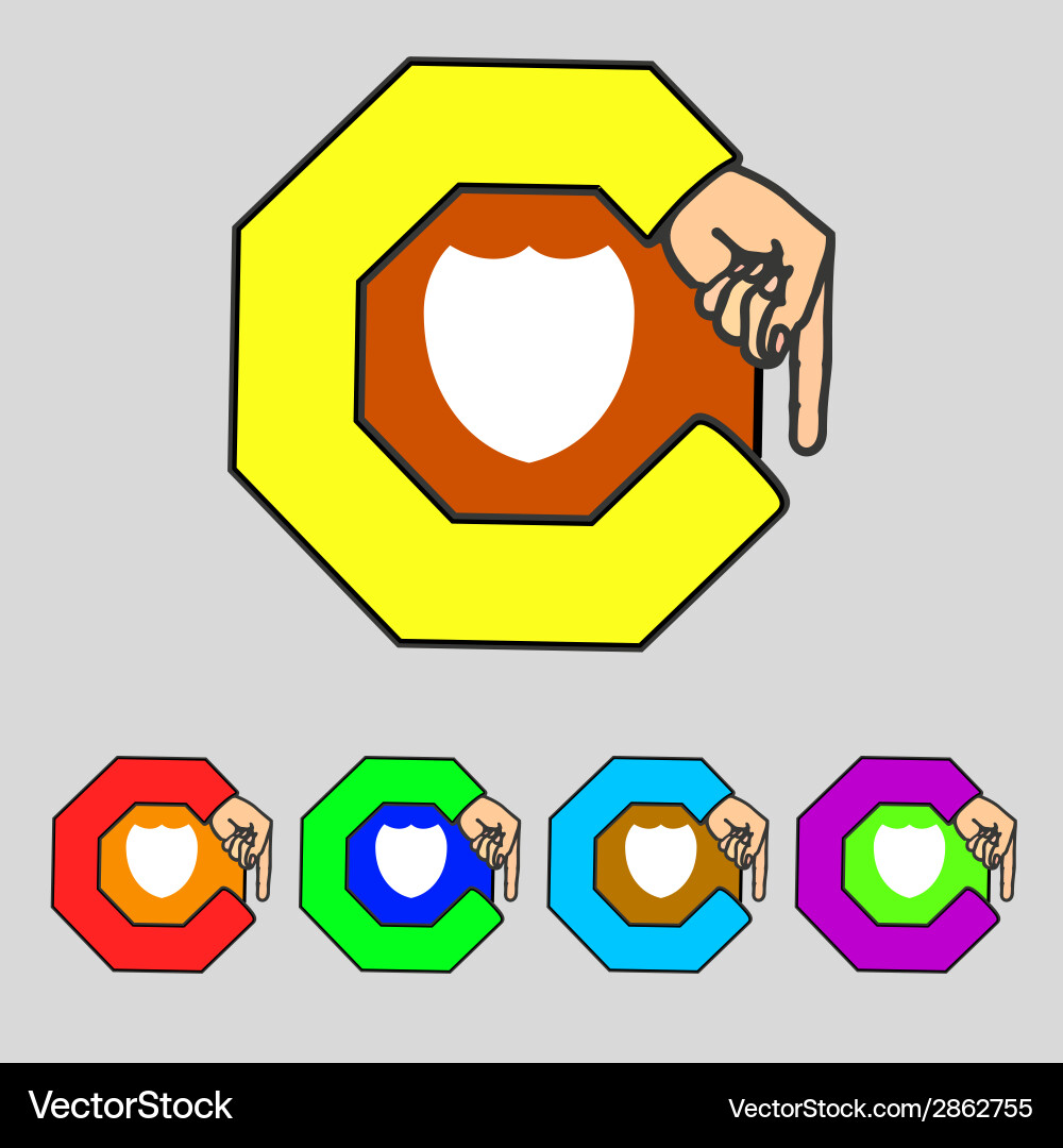 Shield sign icon protection symbol set colour Vector Image