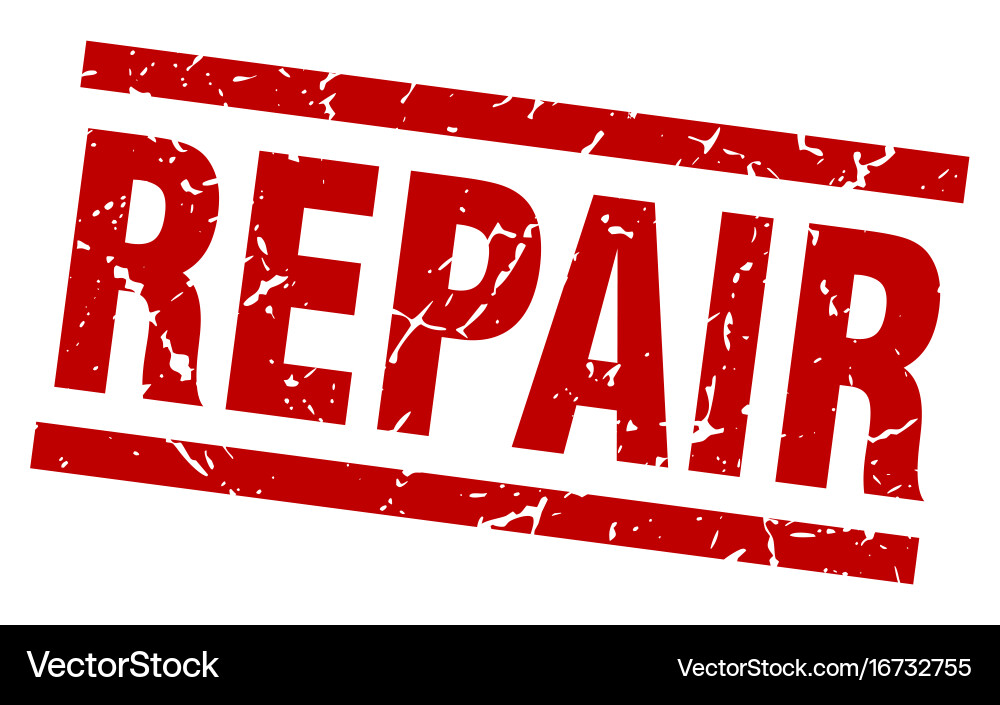 Square grunge red repair stamp Royalty Free Vector Image