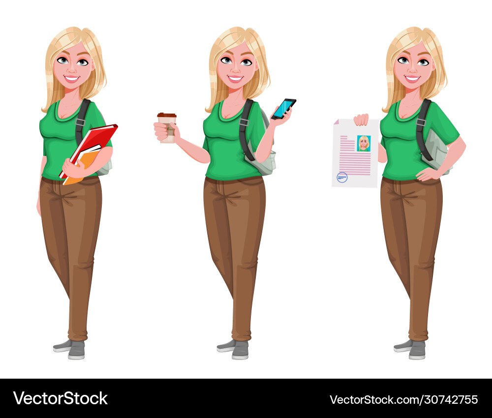 Young happy student girl Royalty Free Vector Image