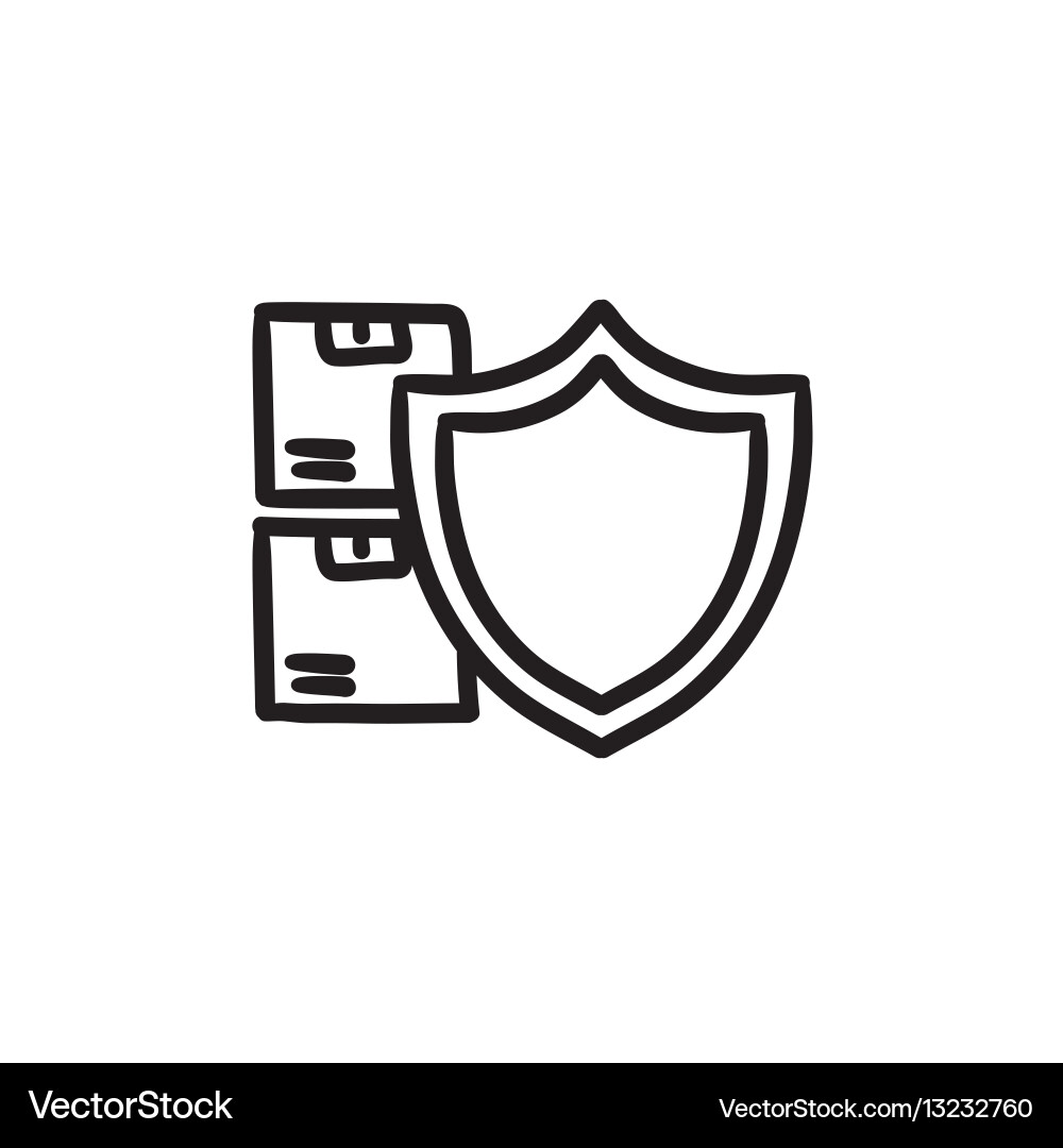 Cargo insurance sketch icon Royalty Free Vector Image
