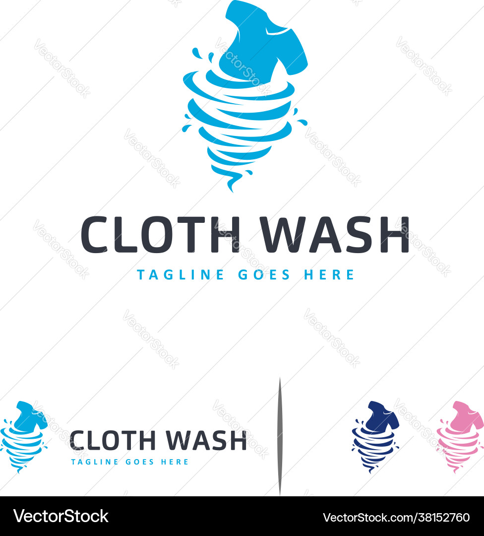 Cloth wash logo designs concept laundry Royalty Free Vector