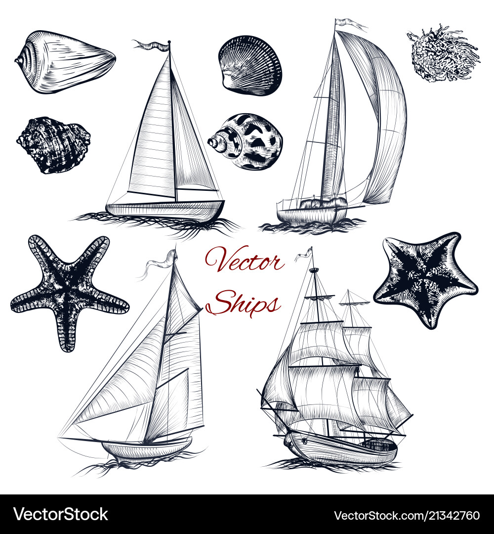 Collection of elements on theme sea Royalty Free Vector