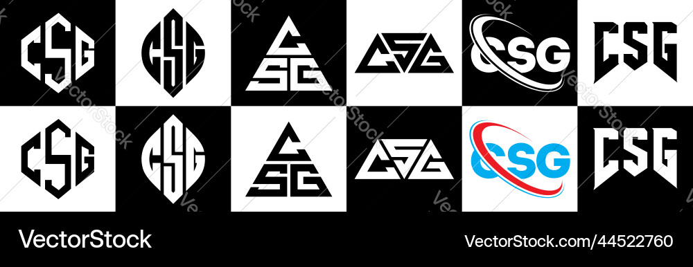 Csg letter logo design in six style polygon Vector Image