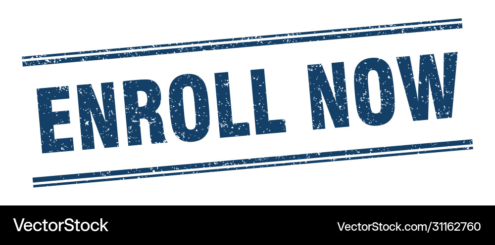 Enroll now stamp label square grunge Royalty Free Vector