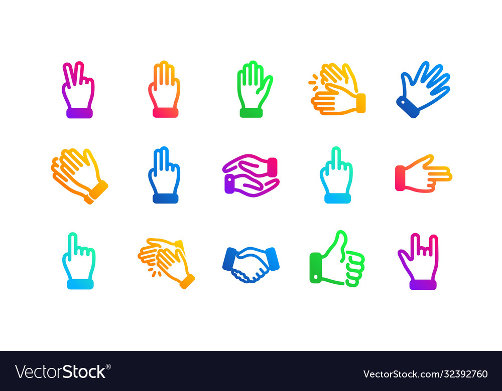 Hand gestures icons handshake clapping hands Vector Image