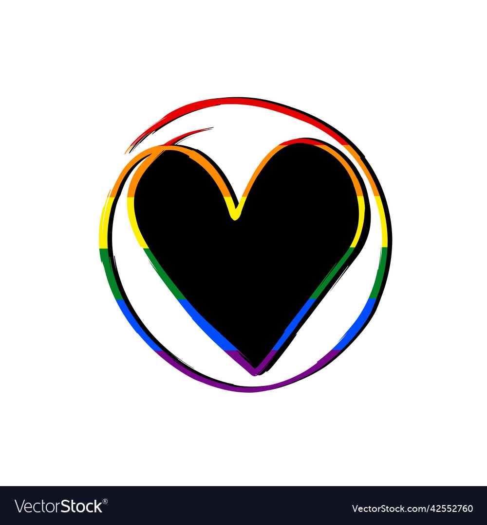 Heart shape in flag lgbt color doodle style lgbt Vector Image