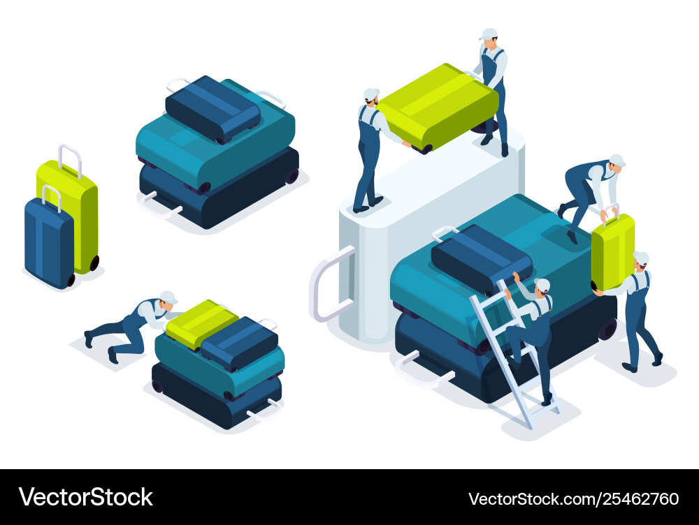 Isometric loading luggage at airport Royalty Free Vector
