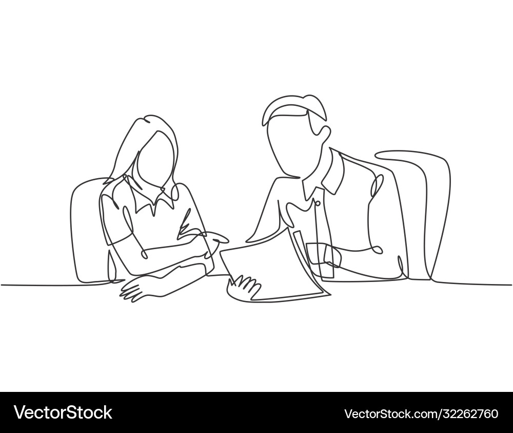 Job discussion concept one single line drawing Vector Image