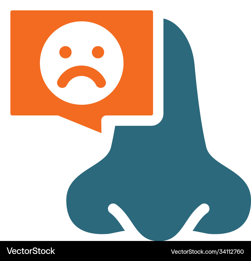 Nose with sad face in chat bubble colored icon Vector Image