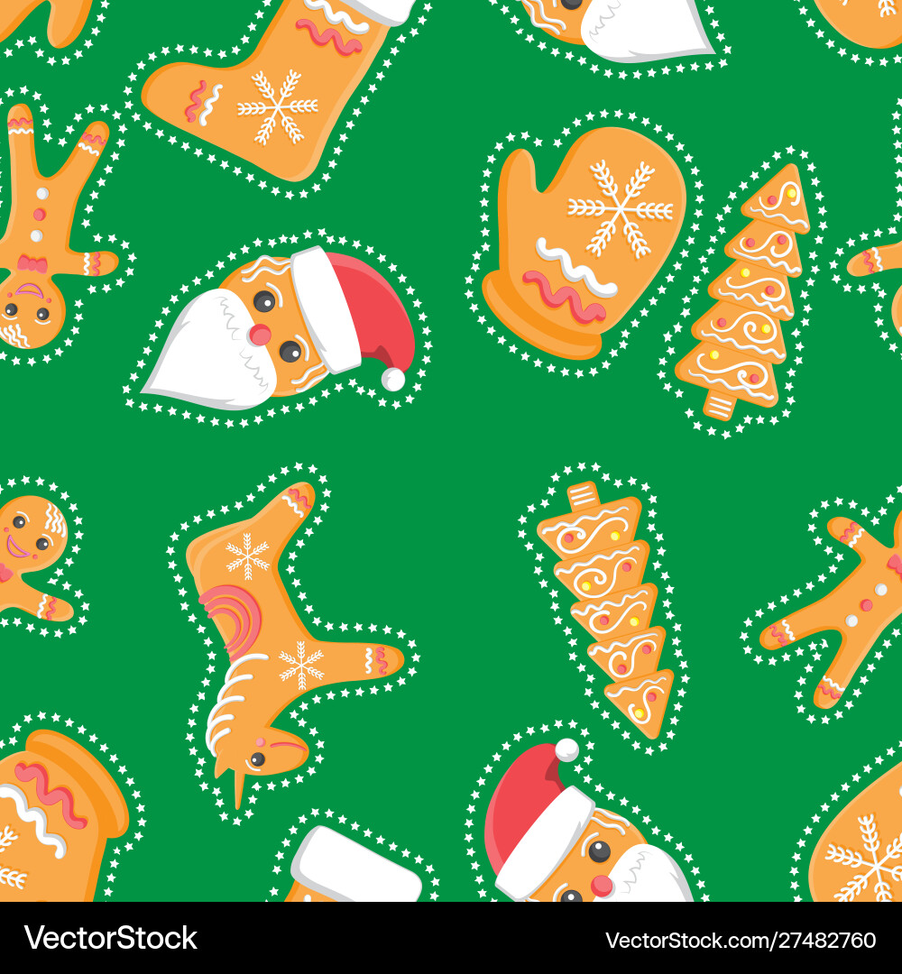 Seamless background with christmas gingerbread Vector Image