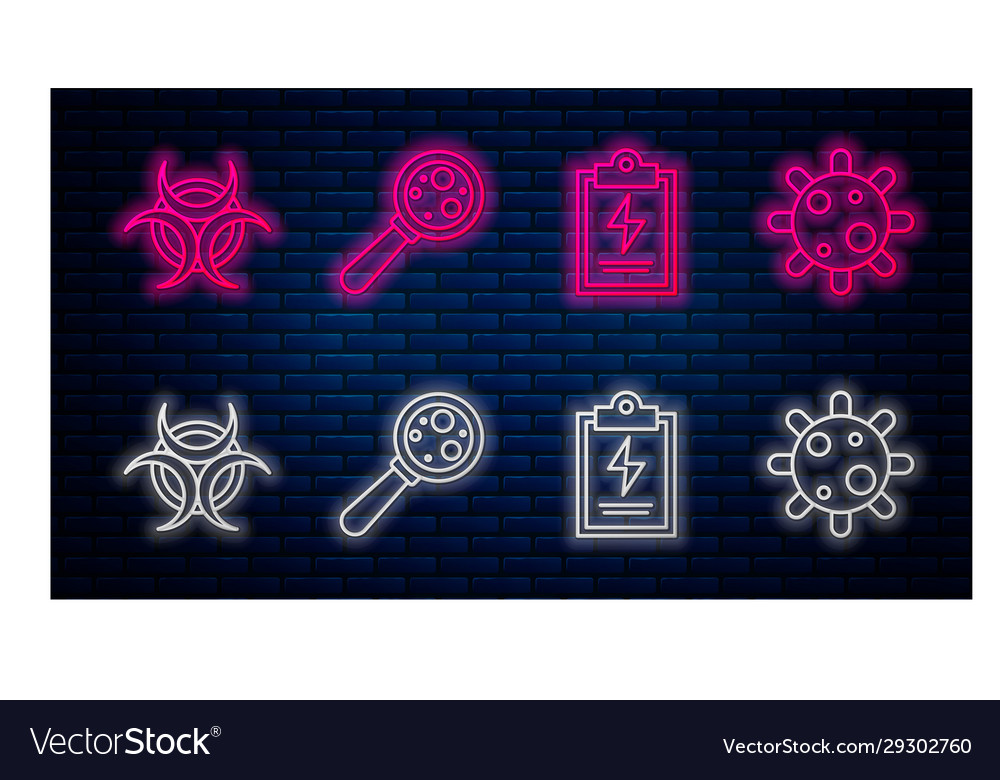 Set line microorganisms under magnifier Royalty Free Vector Set line microorganisms under magnifier Royalty Free Vector