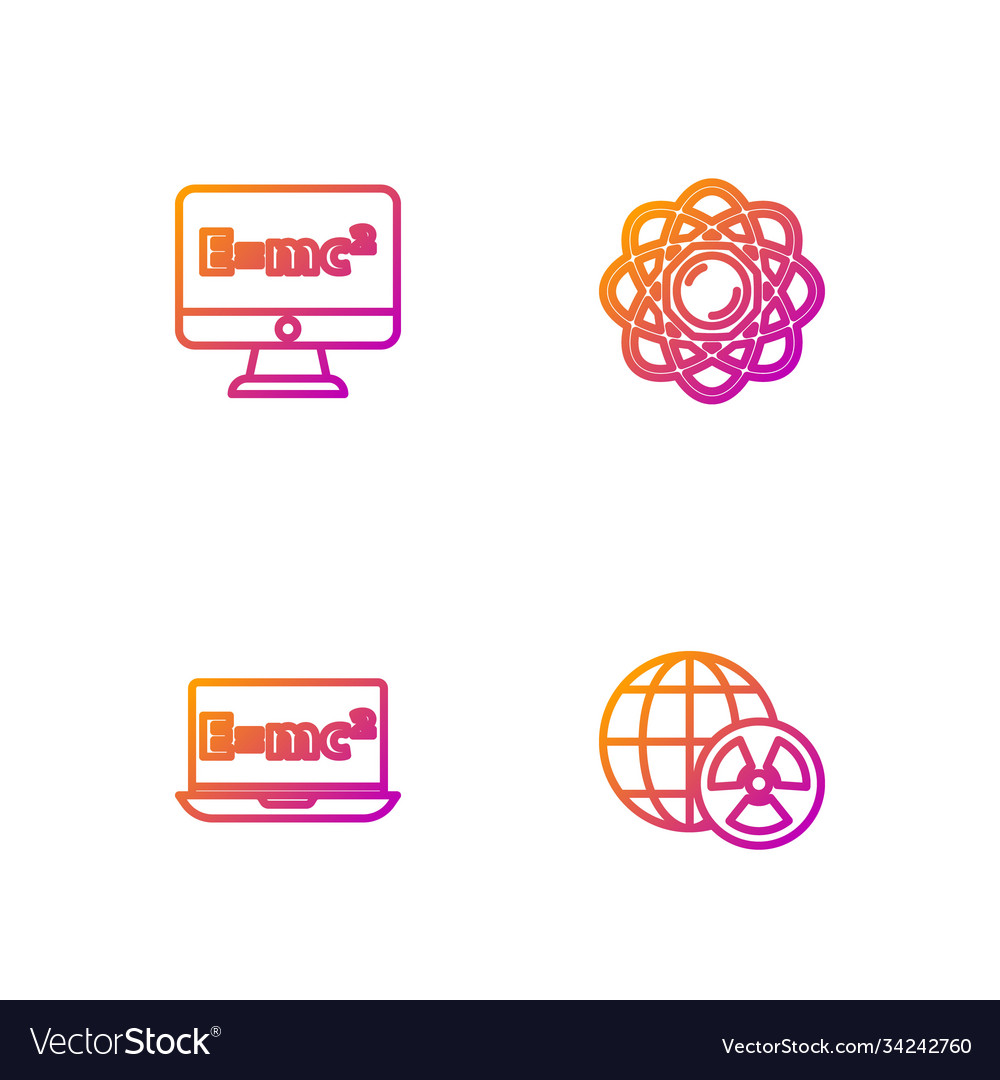 Set line planet earth and radiation equation Vector Image Set line planet earth and radiation equation Vector Image