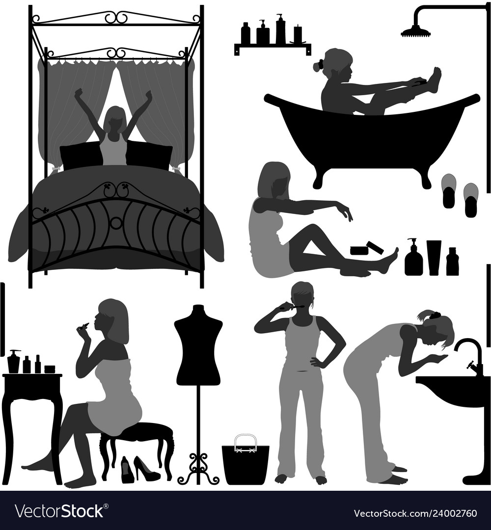 Woman daily routine morning a set of daily Vector Image