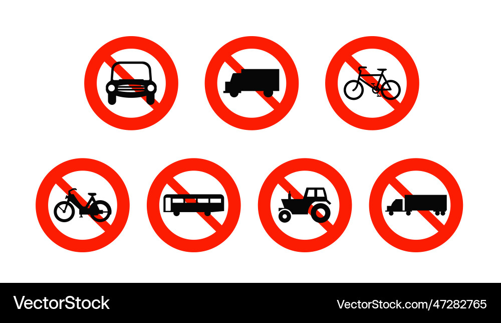 Ban automobile prohibition vehicle Royalty Free Vector Image