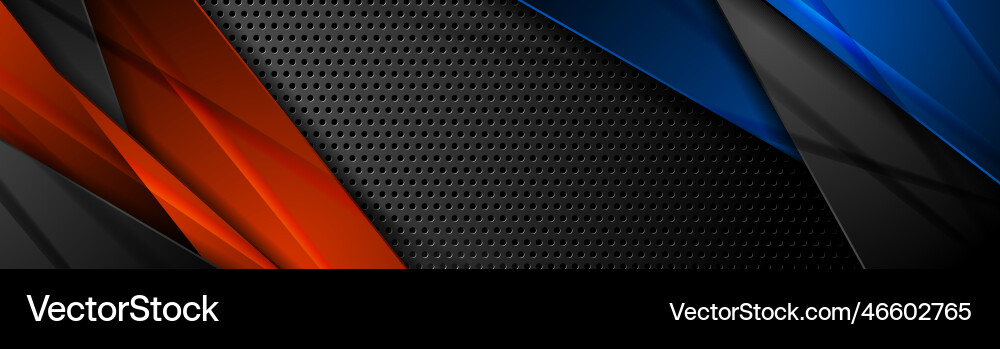 Blue and orange glossy lines on dark perforated Vector Image