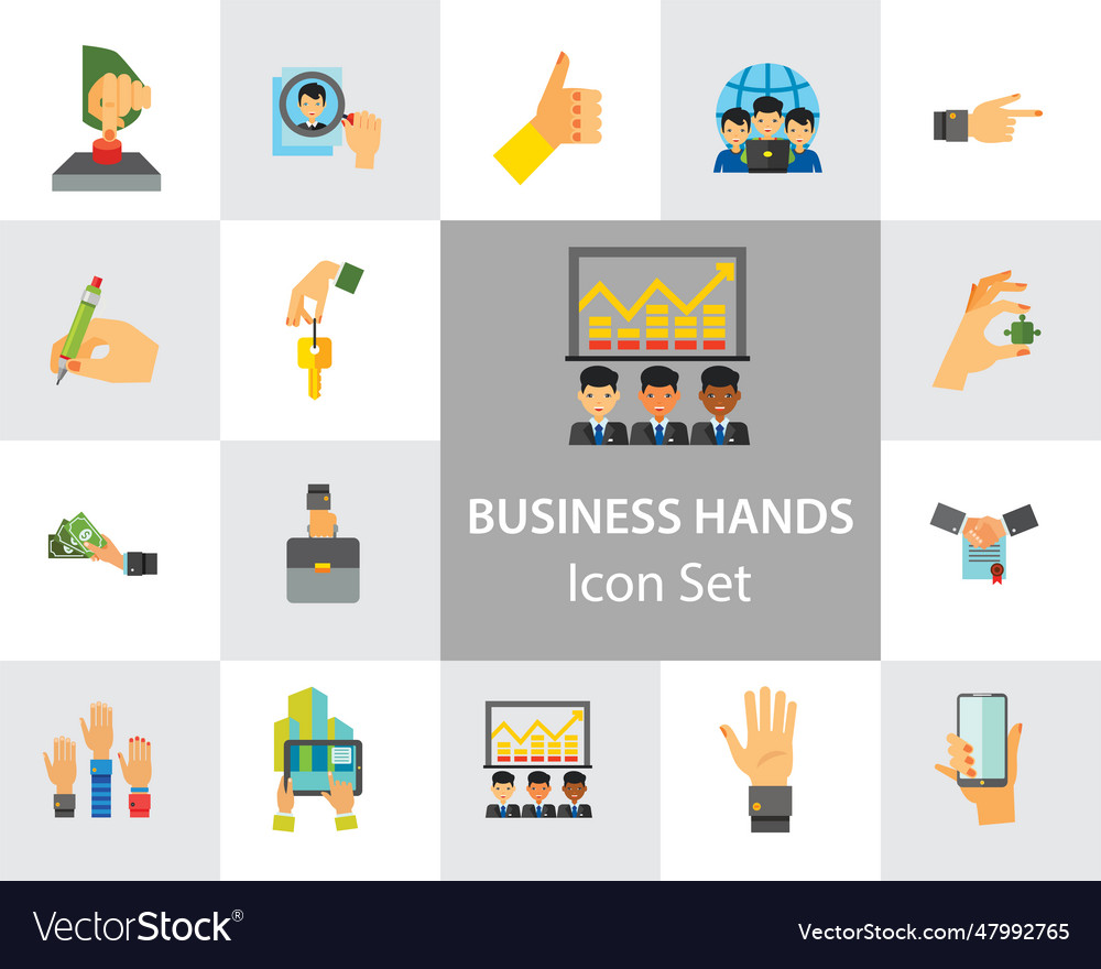 Business hands icon set Royalty Free Vector Image