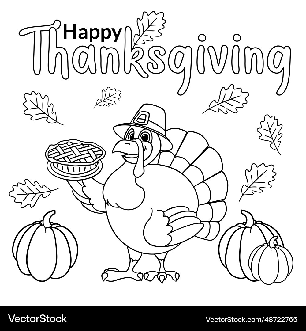 Coloring page thanksgiving day Royalty Free Vector Image