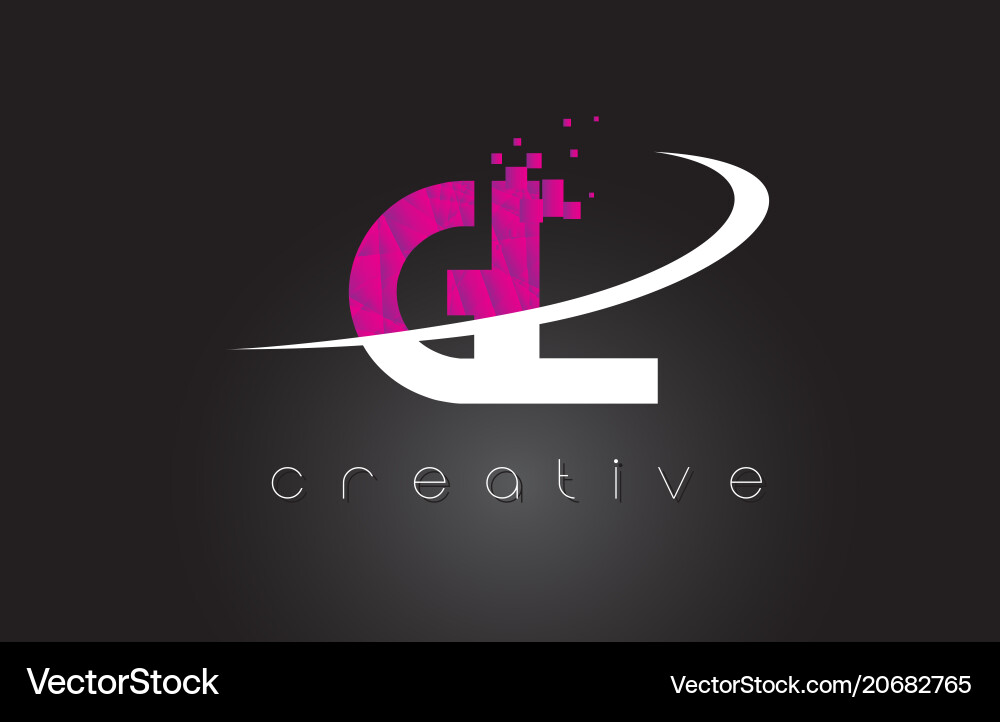 Gl g l creative letters design with white pink Vector Image