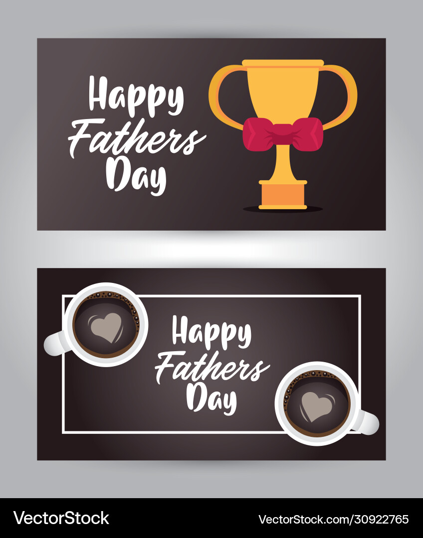 Happy fathers day card with trophy cup Royalty Free Vector