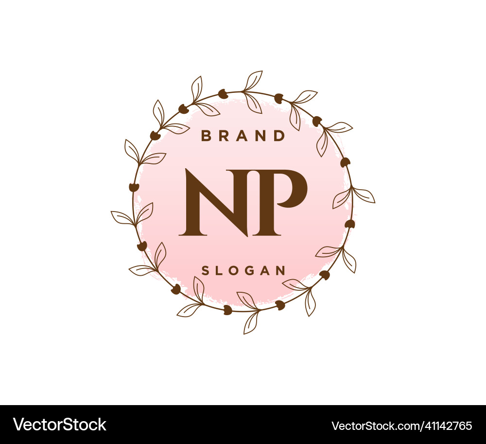 Initial np feminine logo usable for nature salon Vector Image