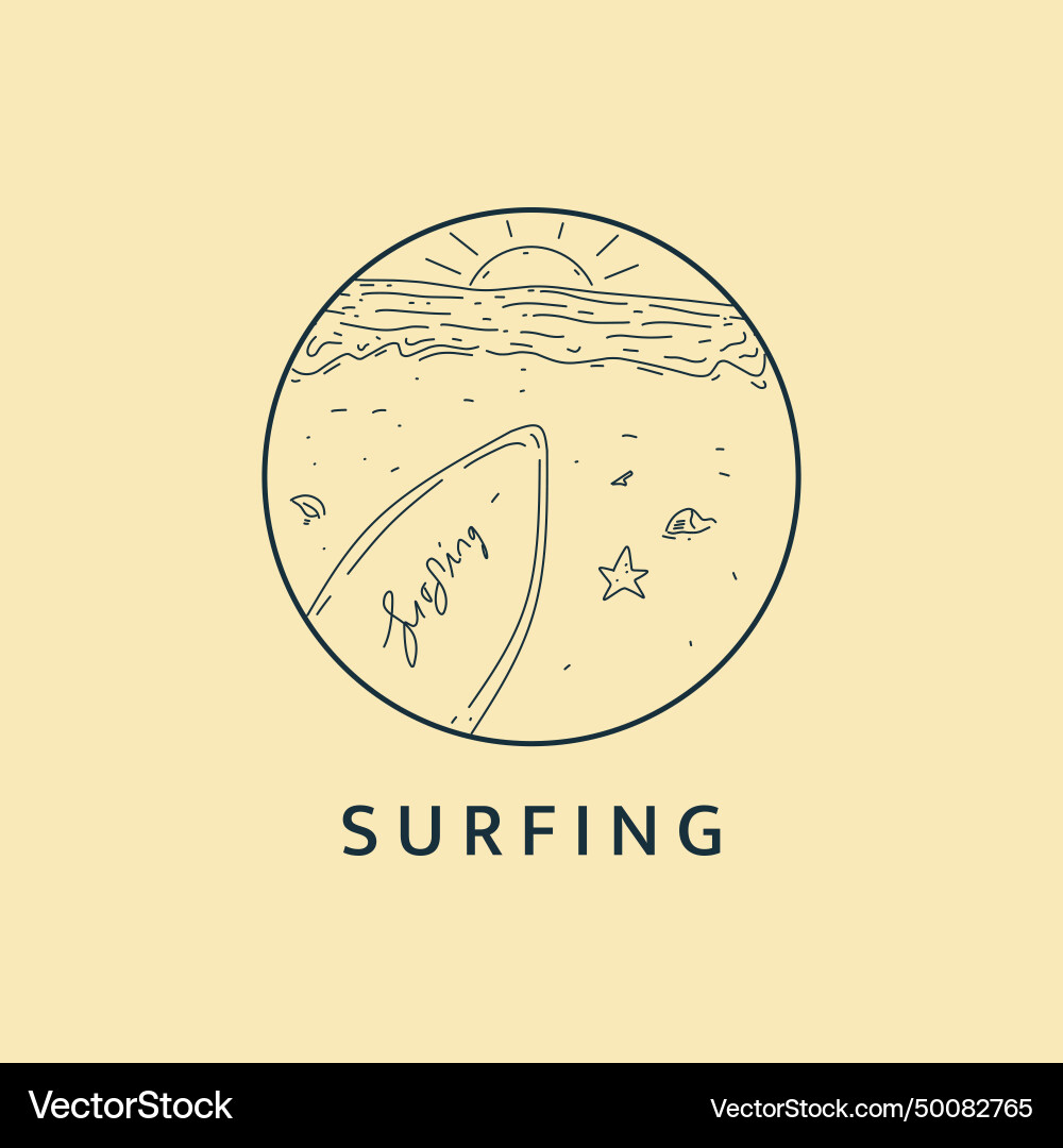 Minimalist surf logo line art template design Vector Image