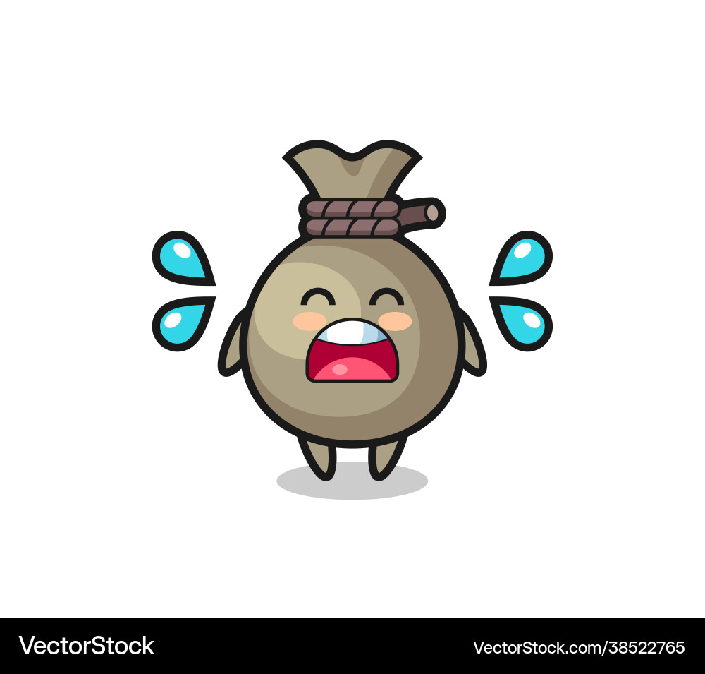 Money sack cartoon with crying gesture Royalty Free Vector
