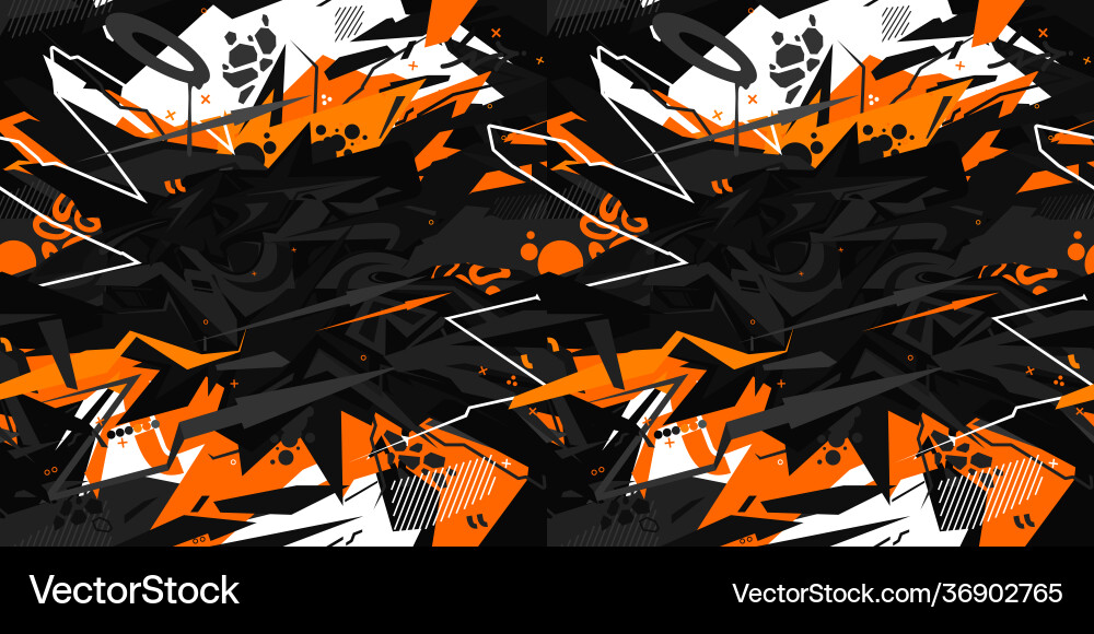 Seamless cyberpunk orange and white black Vector Image