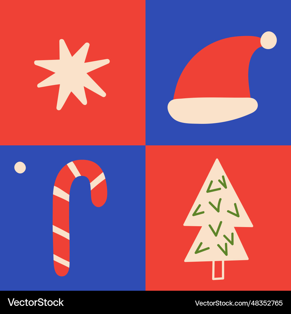 Set of hand drawn christmas symbol element candy Vector Image