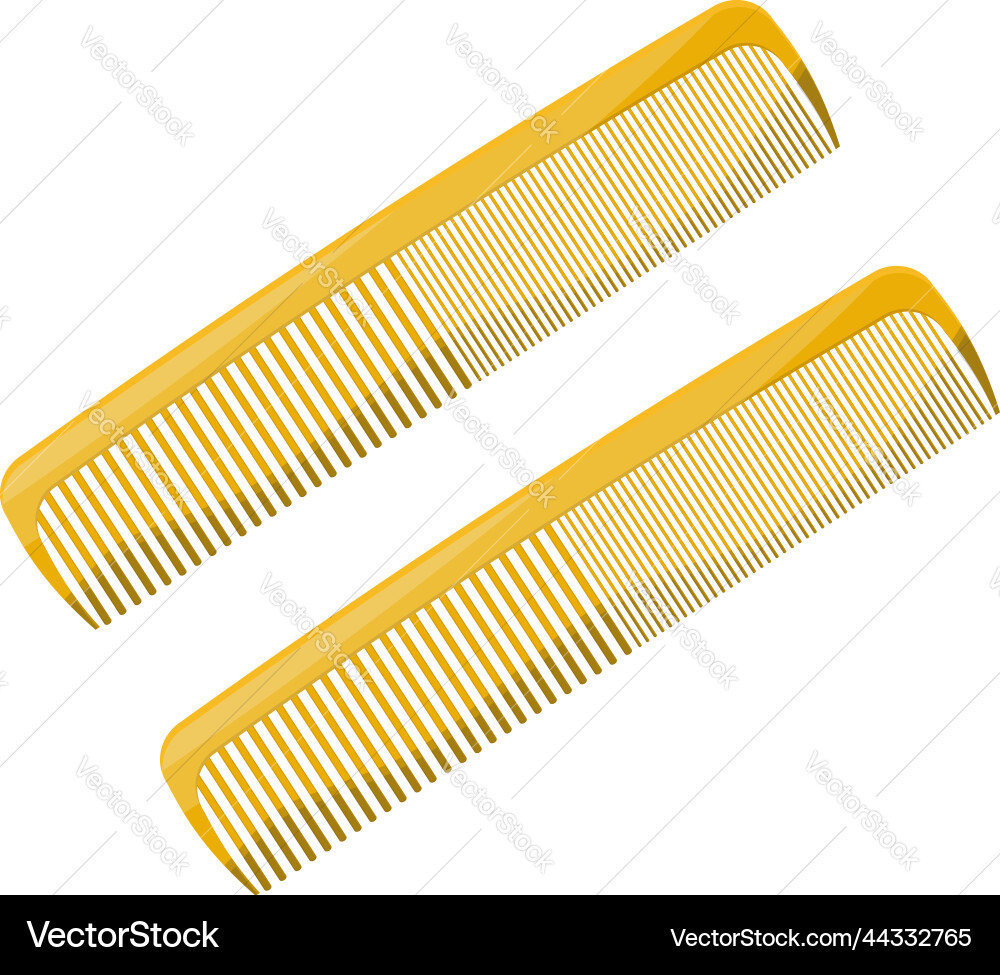 Two yellow hair combs on a white background Vector Image